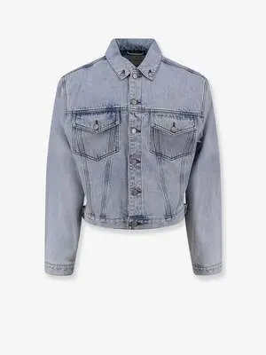 ENTIRE STUDIOS Denim Jacket With Padded Shoulders - Blue