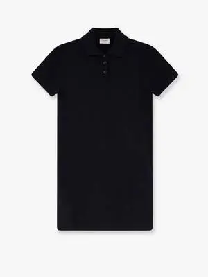 Saint Laurent Cotton Short Sleeve Mini Dress