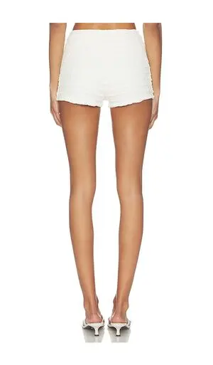 SEVEN WONDERS Adalee Ruffle Texture Hot Short - White