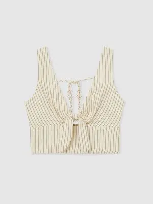 REISS Jayce Pinstripe Cropped Top