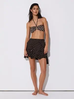 REISS Polka-dot Tiered-ruffle Skort