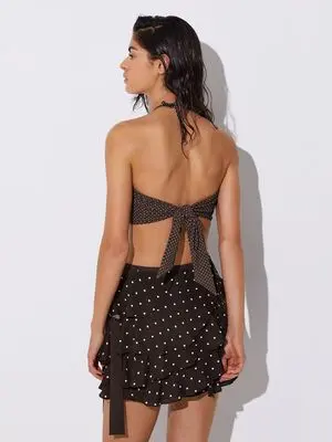 REISS Polka-dot Tiered-ruffle Skort
