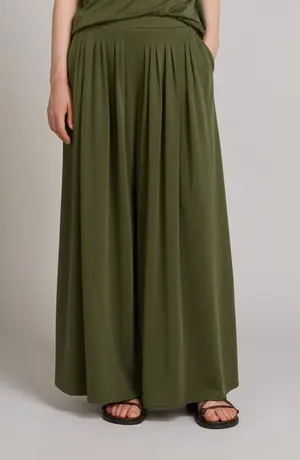 MM BY MAX MARA Cicala Pleated Wide-leg Jersey Pants - Moss Green