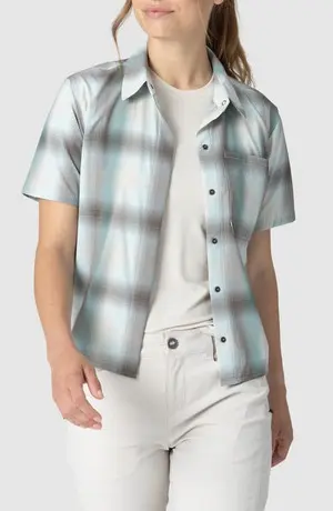 OUTDOOR RESEARCH Astroman Short Sleeve Sun Shirt - Tidal Plaid