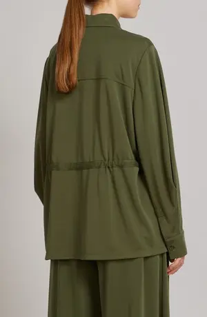 MM BY MAX MARA Passo Tie Waist Jersey Button-up Shirt