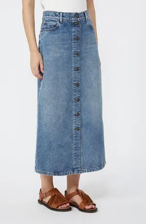 Max Mara Dasti Button-front Denim Midi Skirt