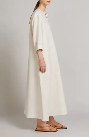 MM BY MAX MARA Memo Stripe Linen & Cotton Canvas A-line Dress