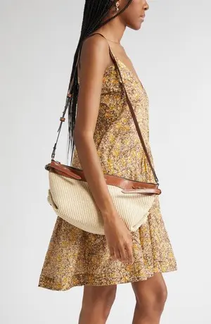 Isabel Marant Wardy Raffia & Leather Crossbody Bag