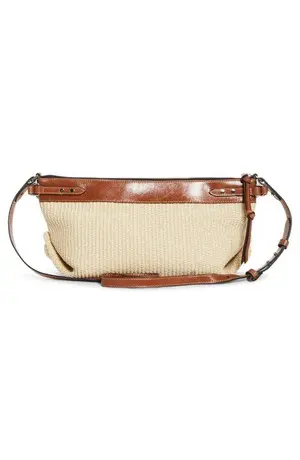 Isabel Marant Wardy Raffia & Leather Crossbody Bag