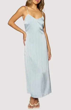 LOST + WANDER Charisma Tonal Stripe Maxi Slipdress - Blue