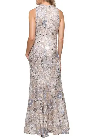 Alex Evenings Sequin Floral Stretch Gown