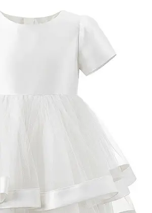 TULLEEN Satin Bow Tulle Dress - White
