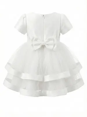 TULLEEN Satin Bow Tulle Dress - White