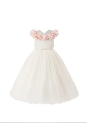 TULLEEN Dress With Petal Trim