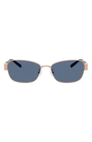Tory Burch 55mm Gradient Polarized Rectangular Sunglasses - Light Rose Gold/blue