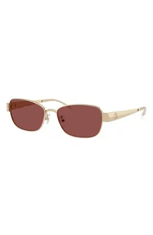 Tory Burch 55mm Gradient Polarized Rectangular Sunglasses - Shiny Light Gold/dark Violet
