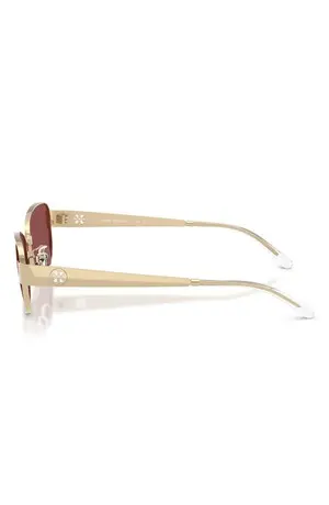 Tory Burch 55mm Gradient Polarized Rectangular Sunglasses - Shiny Light Gold/dark Violet