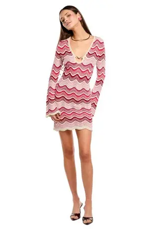 CAPITTANA Sandra Stripe Long Sleeve Multifit Cover-up Dress