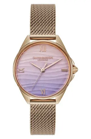 OLIVIA BURTON Azure Mesh Strap Watch - Pink