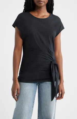 Rails Gabbie Side Tie Cotton Top - Black