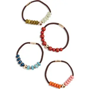 Chelsea28 4-pack Beaded Hair Ties - Blue Multi