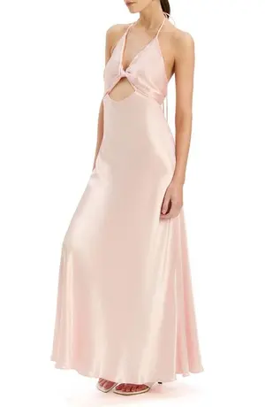 Bardot Isola Satin Halter Gown