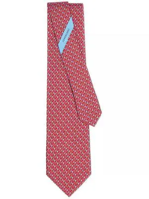 FERRAGAMO Silk Equestrian Print Neck Tie