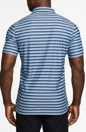 Nike Stripe Dri-fit Perforated Golf Polo - College Navy/work Blue