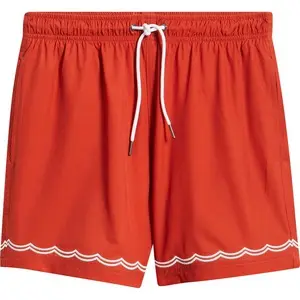 MAVRANS Rust Waves Embroide Swim Trunks - Red