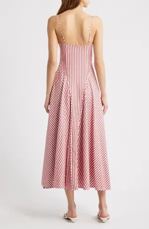 Saylor Arabella Stripe Midi Dress - Red/white