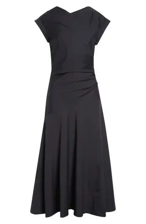Veronica Beard Lisette Stretch Cotton Midi Dress - Black
