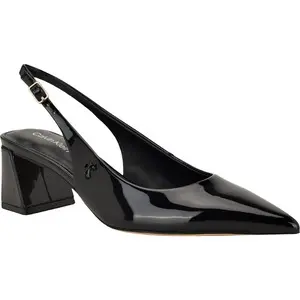 Calvin Klein Sarra Slingback Pointed Toe Pump - Black Patent