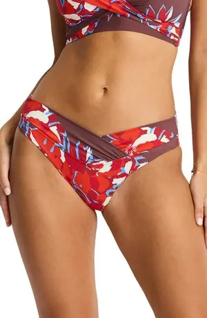 SEA LEVEL V-front Mid-rise Bikini Bottoms - Chocolate