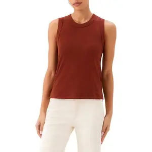 Karen Kane Crewneck Rib Tank - Chocolate