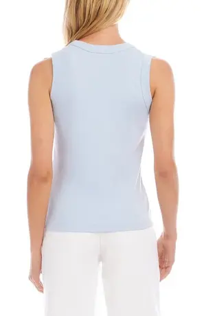 Karen Kane Crewneck Rib Tank - Light Blue