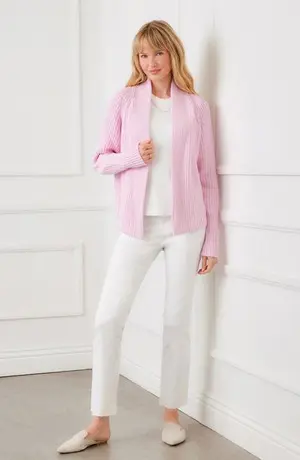 Karen Kane Rib Crop Cardigan - Pink