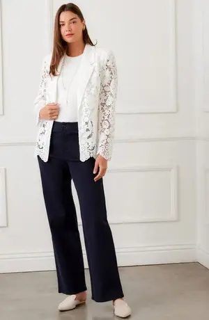 Karen Kane Scallop Trim Lace Blazer