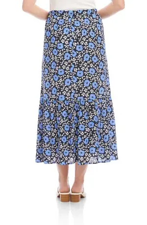 Karen Kane Tiered Midi Skirt With Front Slit
