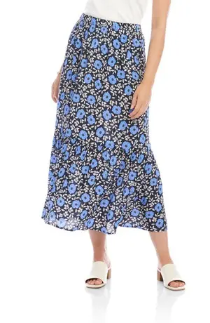 Karen Kane Tiered Midi Skirt With Front Slit