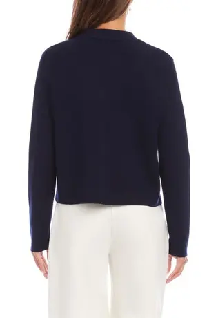 Karen Kane Collared Sweater Jacket - Navy