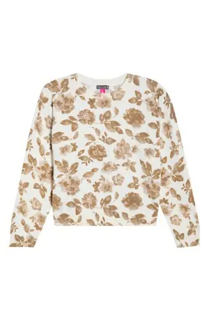 Vince Camuto Floral Cotton Crewneck Sweater