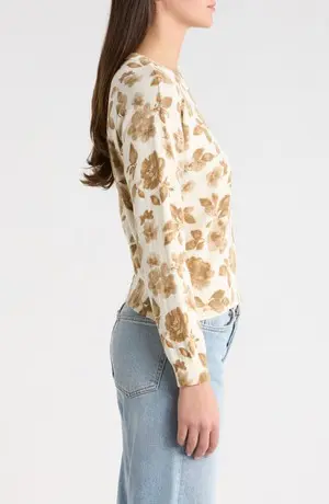 Vince Camuto Floral Cotton Crewneck Sweater