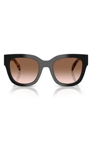 Prada 53mm Square Sunglasses - Black/brown Gradient