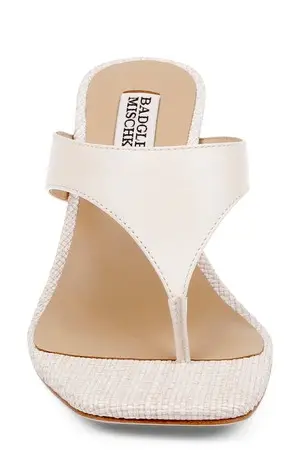 Badgley Mischka Whitley Leather Flip Flops - Ivory