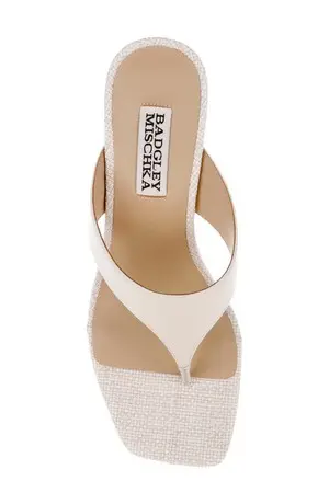 Badgley Mischka Whitley Leather Flip Flops - Ivory