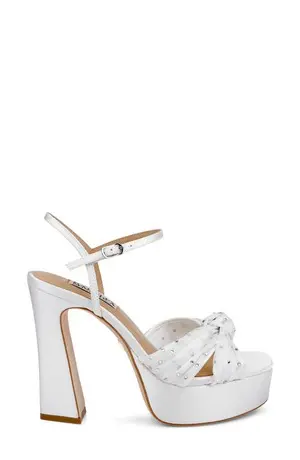 Badgley Mischka Willabella Platform Sandals - White Satin