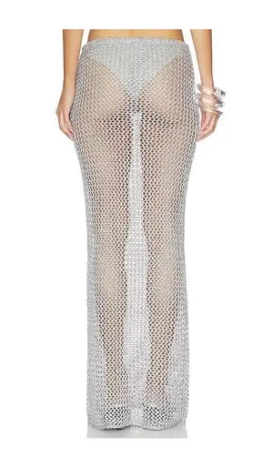 Superdown Letina Knit Maxi Skirt - Metallic Silver