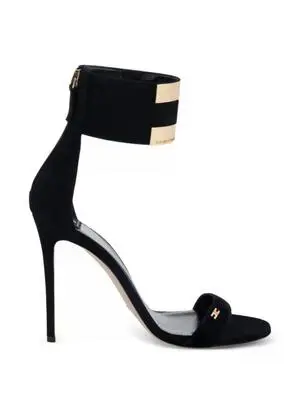 Elisabetta Franchi Suede Sandals With Jewel Logo Detail