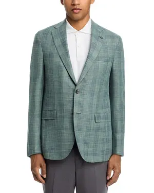 JACK VICTOR Midland Wool, Silk & Linen Plaid Sport Coat - Sage/ Navy