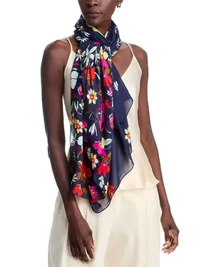 Echo Falling Flowers Wrap Scarf - Navy